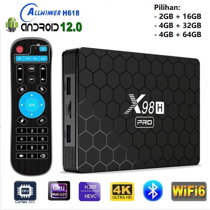 Jual X98H PRO - Android 12 Smart TV Box 4K UHD - Android TV Box Terbaru dengan Kualitas Gambar ...