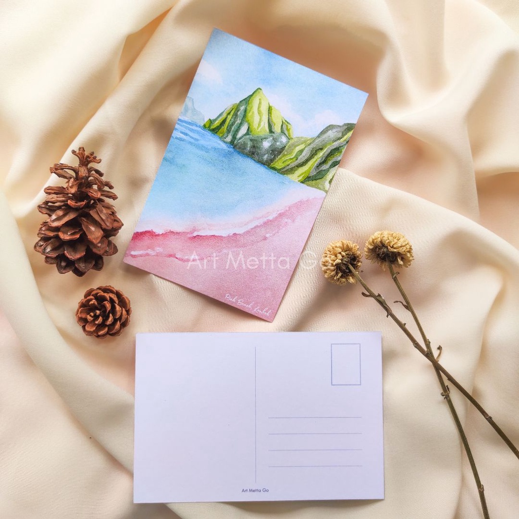 Jual Kartu Pos Pantai Tangsi Lombok | Postcard Pantai Pink | Aesthetic ...