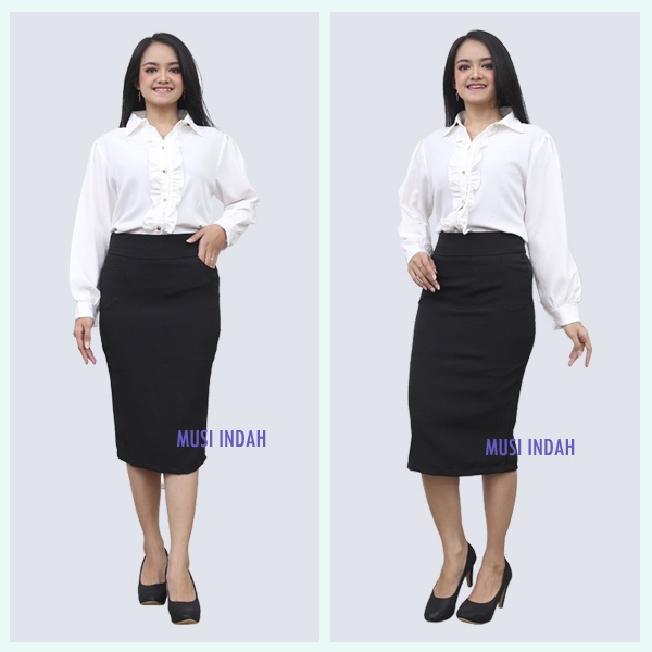 Jual Rok Kerja Hitam Pendek Span Sepan 7/8 Bahan Formal Kantor | Shopee ...