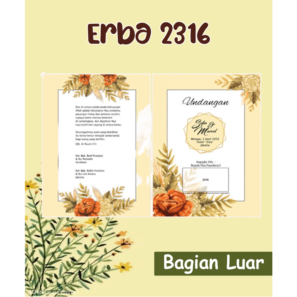 Jual Blangko Undangan Pernikahan ERA BARU / ERBA 2316 UNDANGAN KOSONGAN ...
