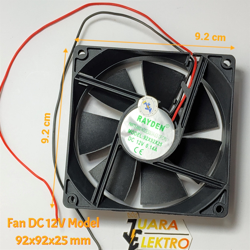 Jual Fan DC 12V Model 92x92x25 mm Kotak Hitam (Rayden - Nihon - Panamatic) | Shopee Indonesia