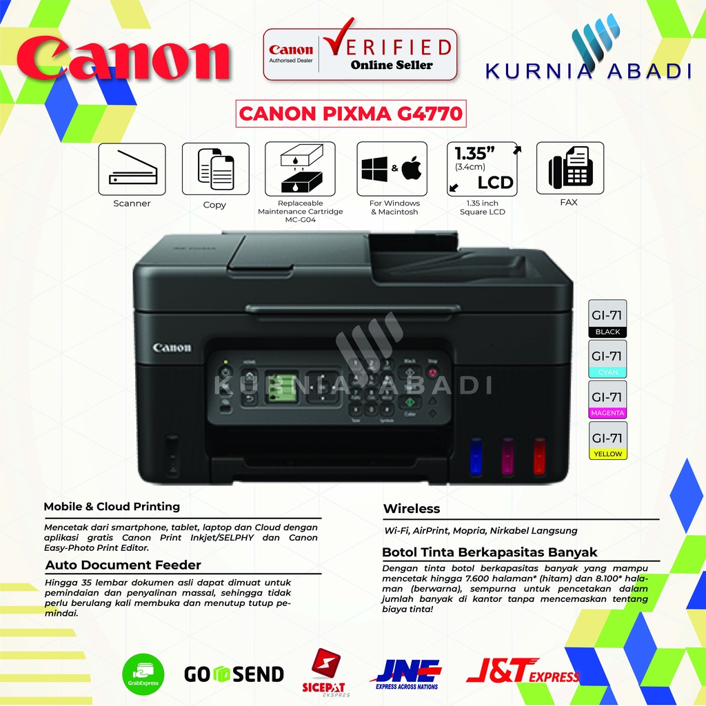 Jual Printer Canon PIXMA G4770 G 4770 PRINT SCAN COPY WIFI | Shopee ...