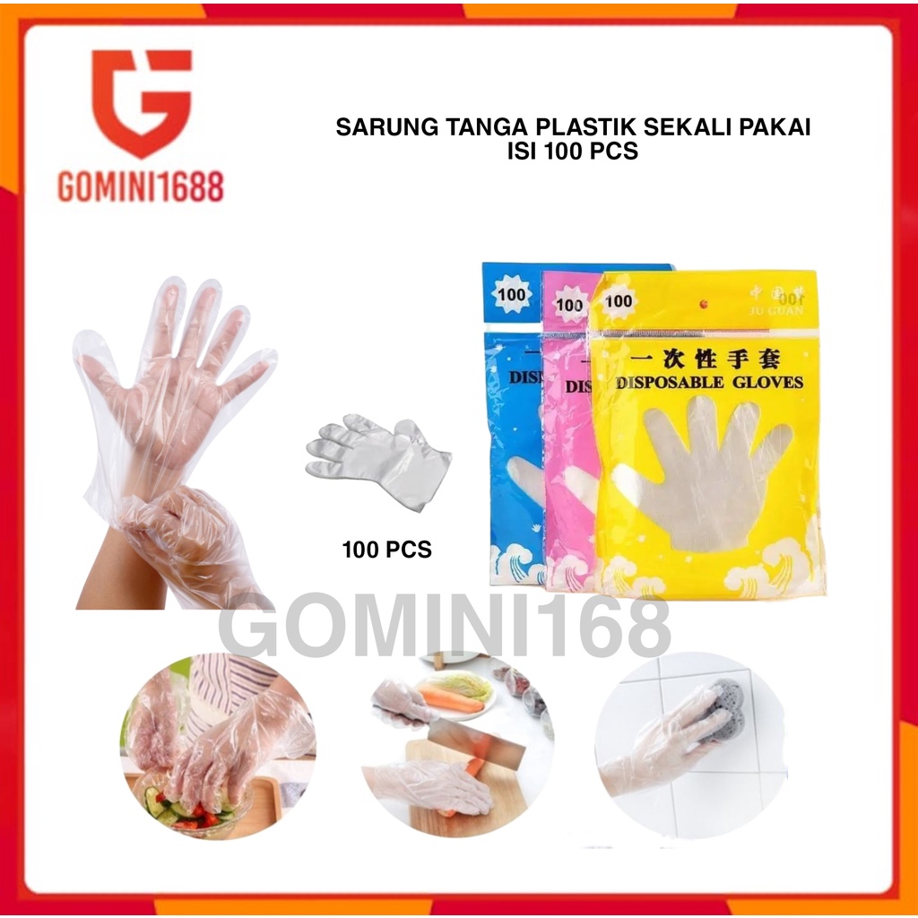 Jual Sarung Tangan Plastik Sekali Pakai 1 Pack Isi 100 Pcs Serbaguna | Shopee Indonesia