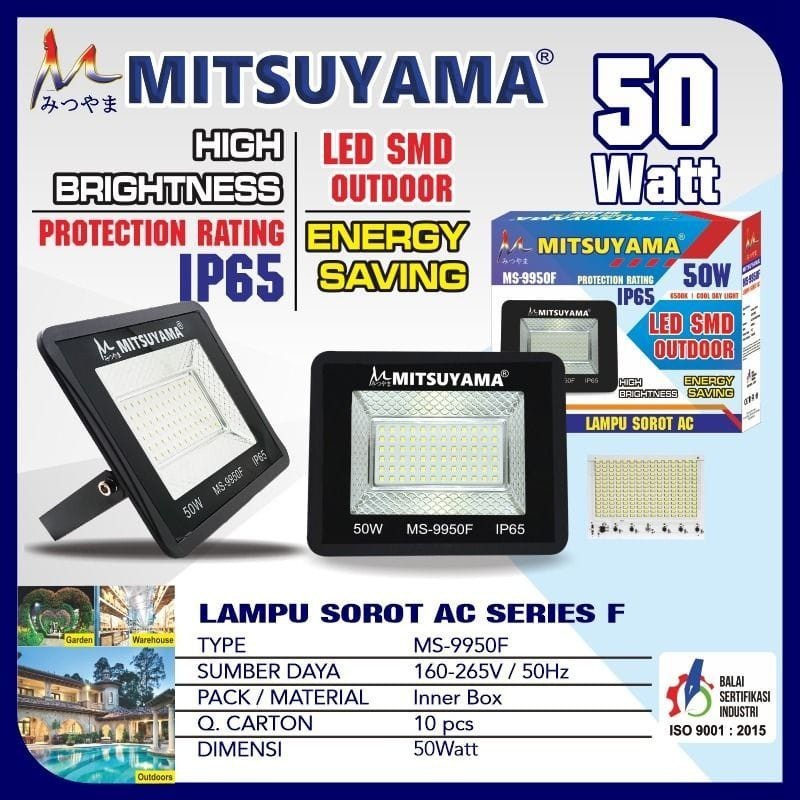 Jual Lampu Sorot LED AC 50 Watt Mitsuyama MS-9950F IP65 Outdoor Listrik | Shopee Indonesia
