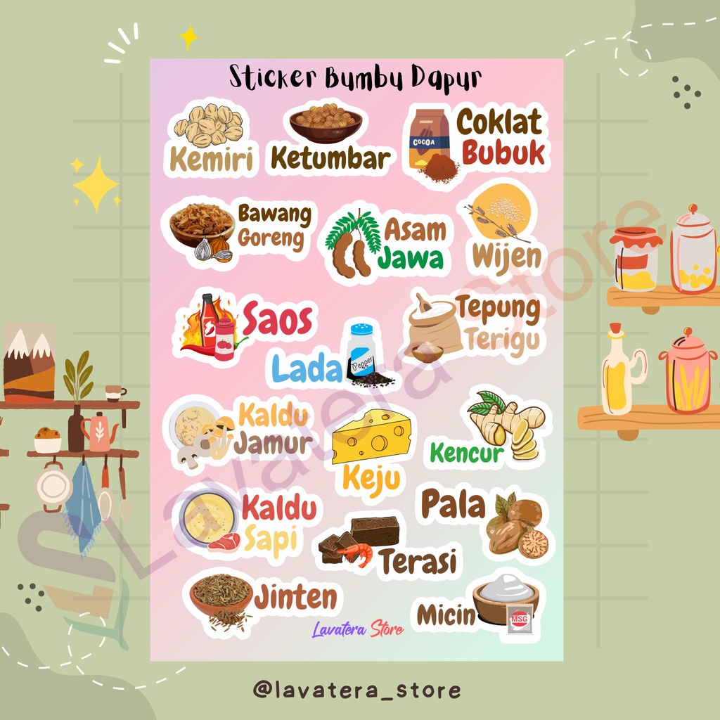 Jual Stiker Bumbu Dapur Waterproof Stiker Label Nama Bumbu Dapur Anti ...