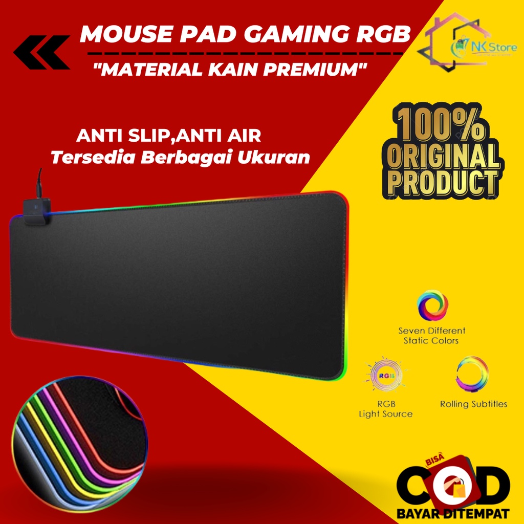 Jual Mousepad Mouse Pad Mouseped LED RGB Gaming Besar XL USB Cable High ...