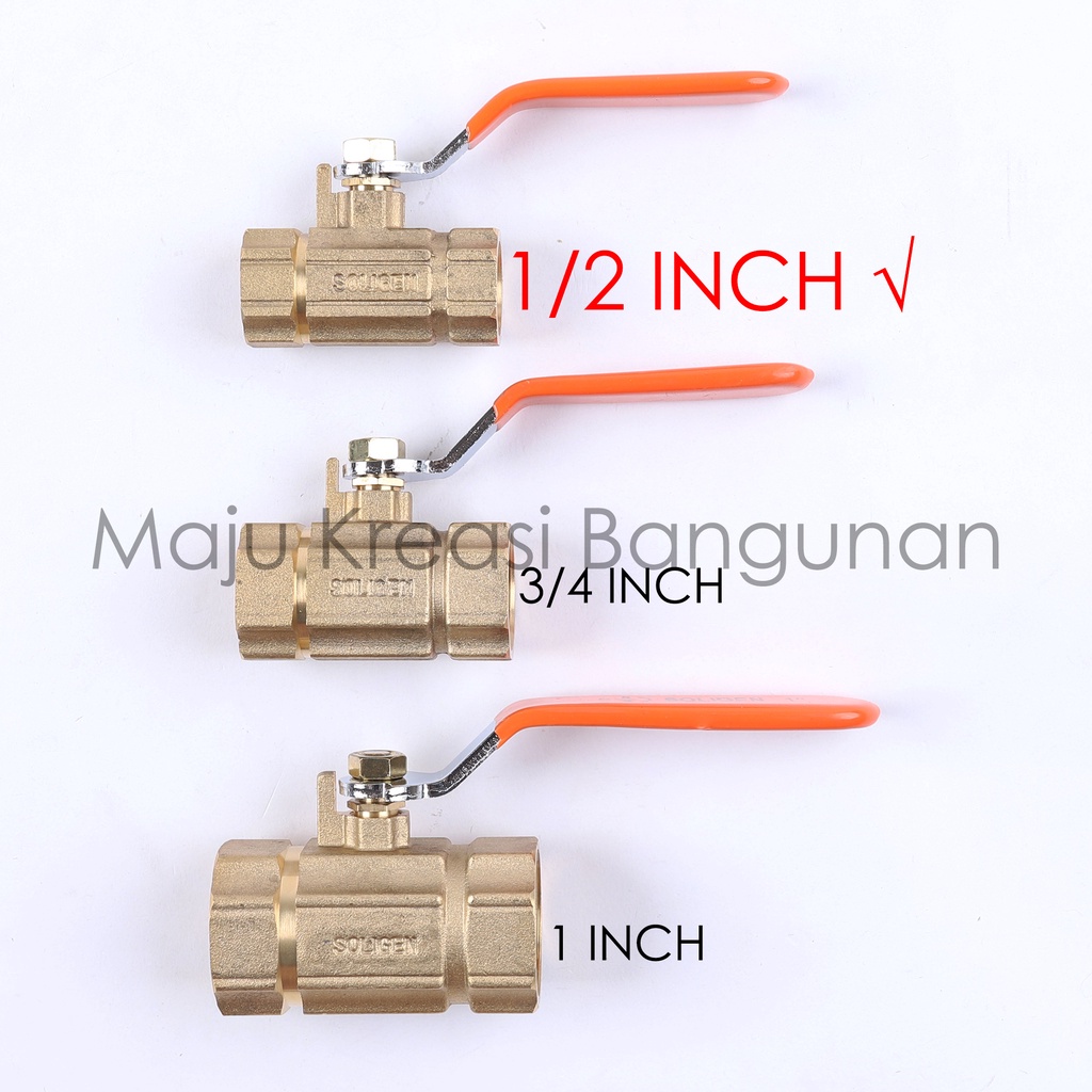 Jual Ball Valve Kuningan SOLIGEN / Stop Kran Keran Air 1/2" 1/2Inch 1/2Inci Inch Inci | Shopee ...