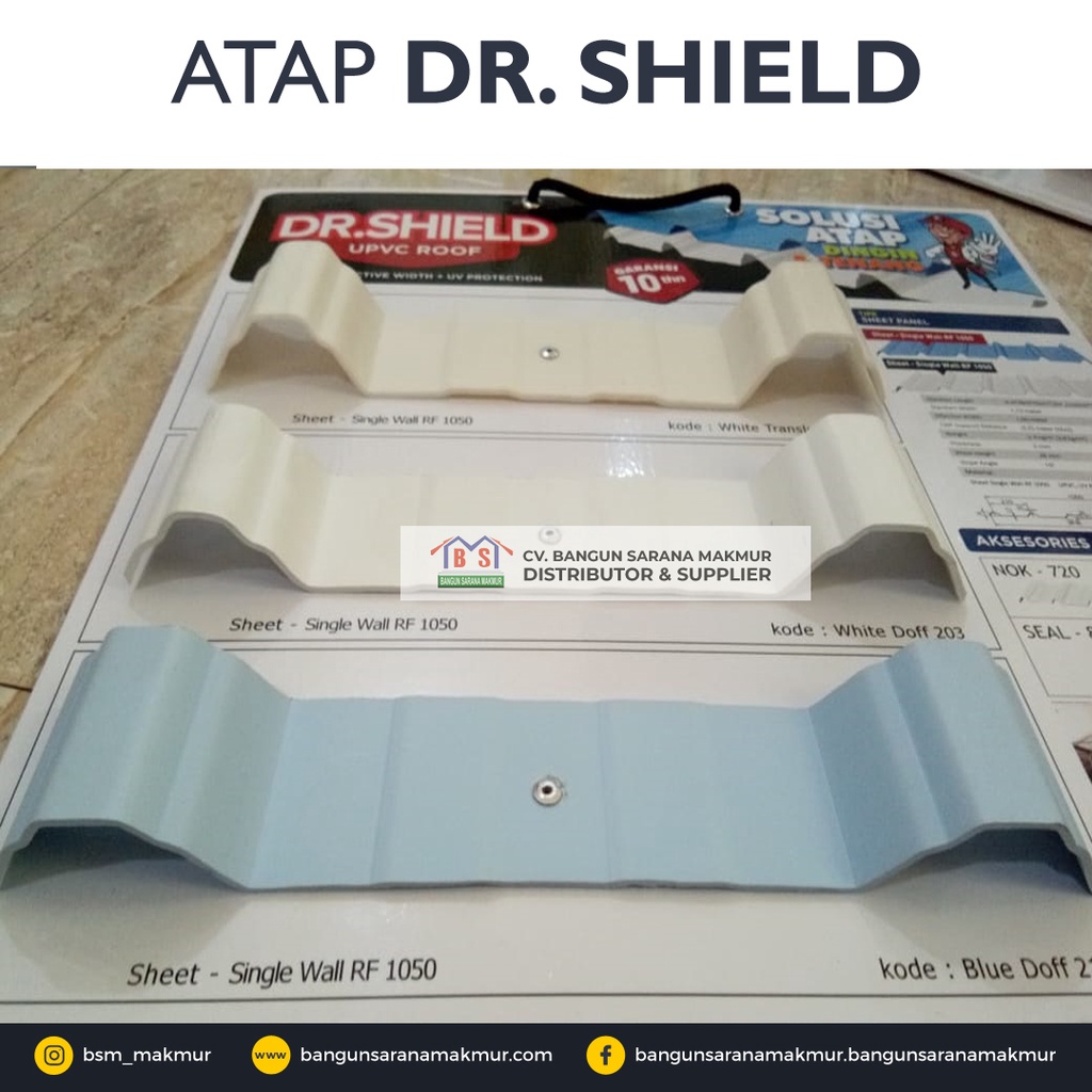 Jual ATAP UPVC DR. SHIELD SINGLE LAYER RF 1050 DOFF DAN SEMI TRANSPARAN ...