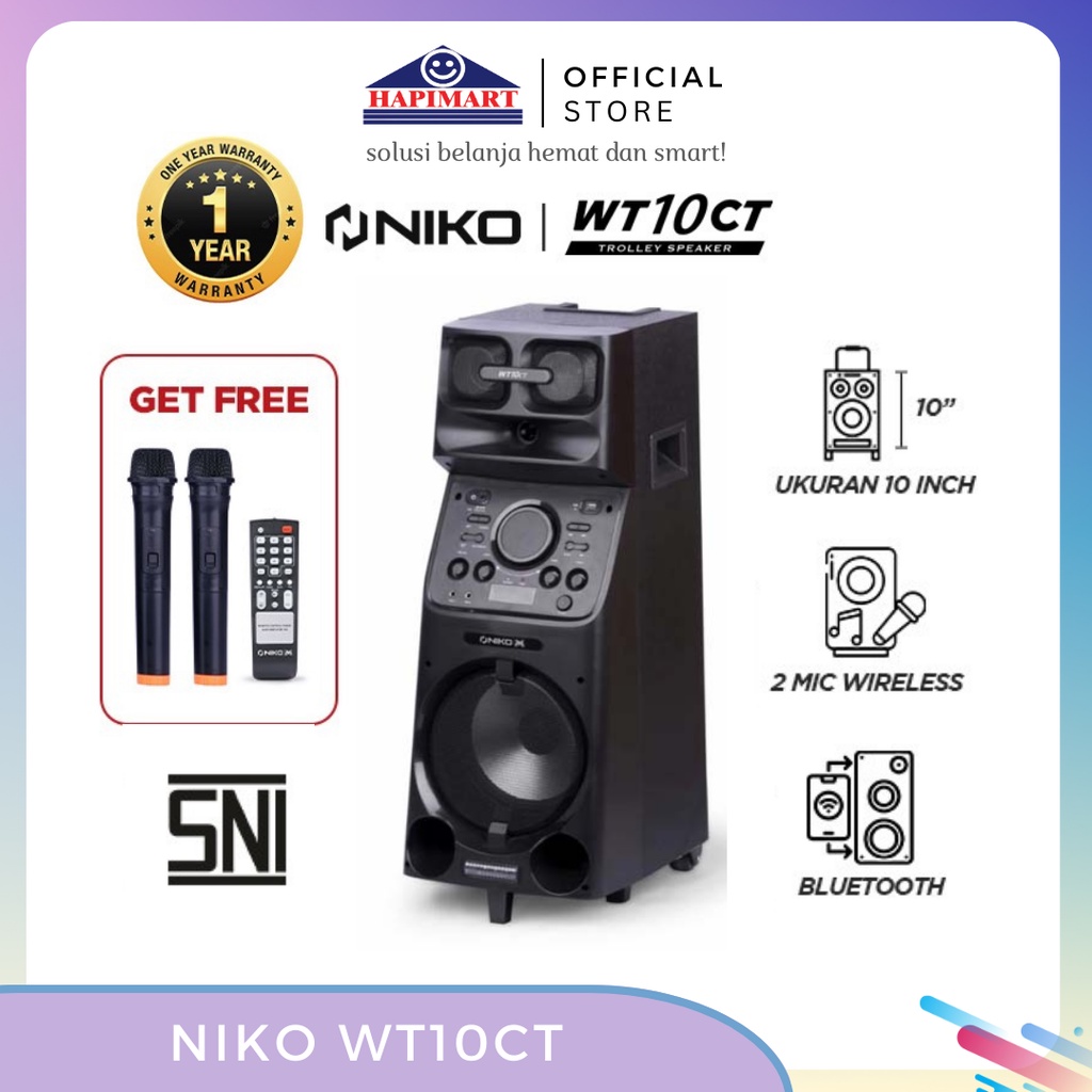 Jual Niko WT10CT Wooden Speaker Trolley 150W TrebleBass Control FREE 2 ...