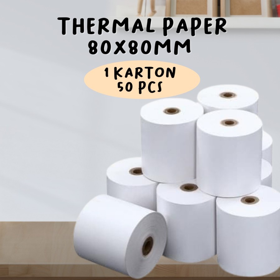 Jual Kertas Struk Kasir Paper Roll Termal 50pcs uk 80x80mm (1karton ...