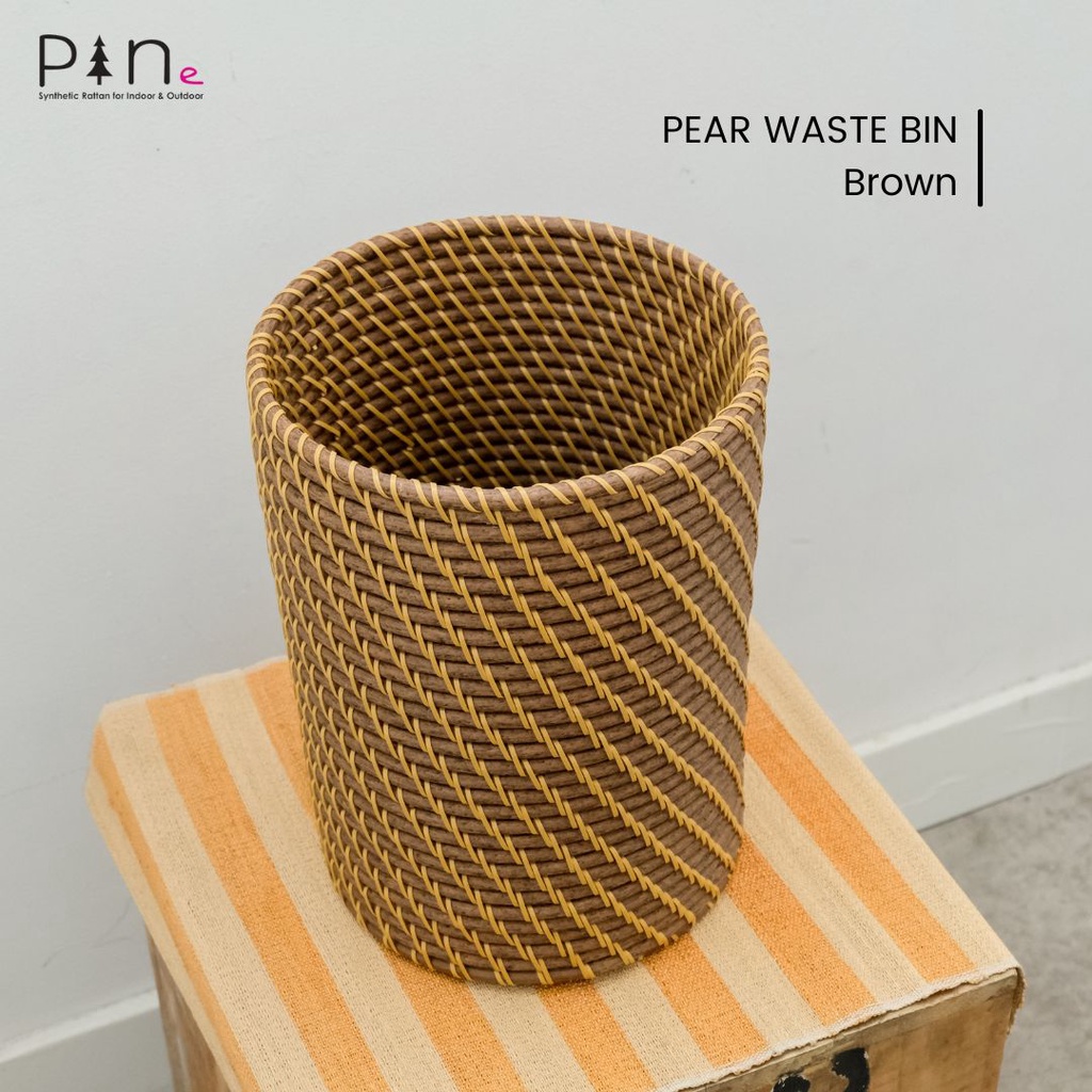Jual Tempat Sampah Kecil Bulat / Keranjang Pine Rotan Sintetis - Pear ...