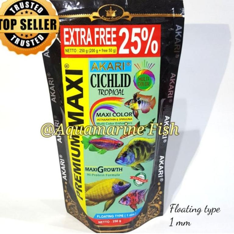 Jual STOK TERBARU Akari Premium Maxi Cichlid Tropical Multi Color 250gr ...