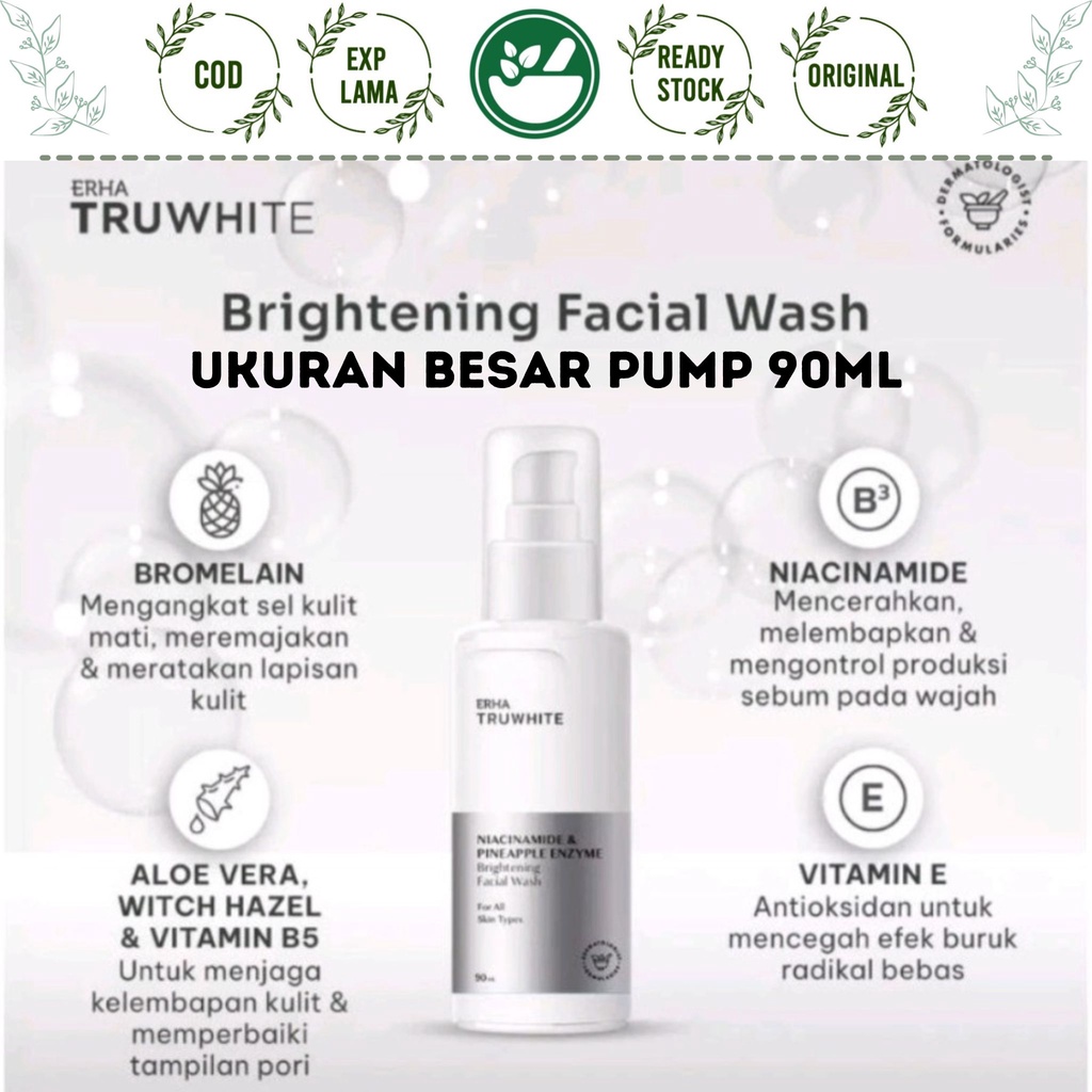 Jual ERHA TRUWHITE BRIGHTENING FACIAL WASH 90ML SABUN MUKA PUTIH CERAH ...