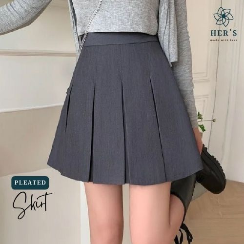 Jual Her's - Netta Korean Mini Skirt / Rok Pendek Korea / Rok Lipit ...