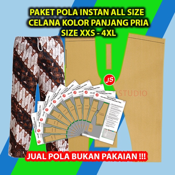 Jual Paket 9 Size Pola Instan Celana Kolor Panjang Pria All Size [9 Size XXS-4XL] Pola Jamblang ...