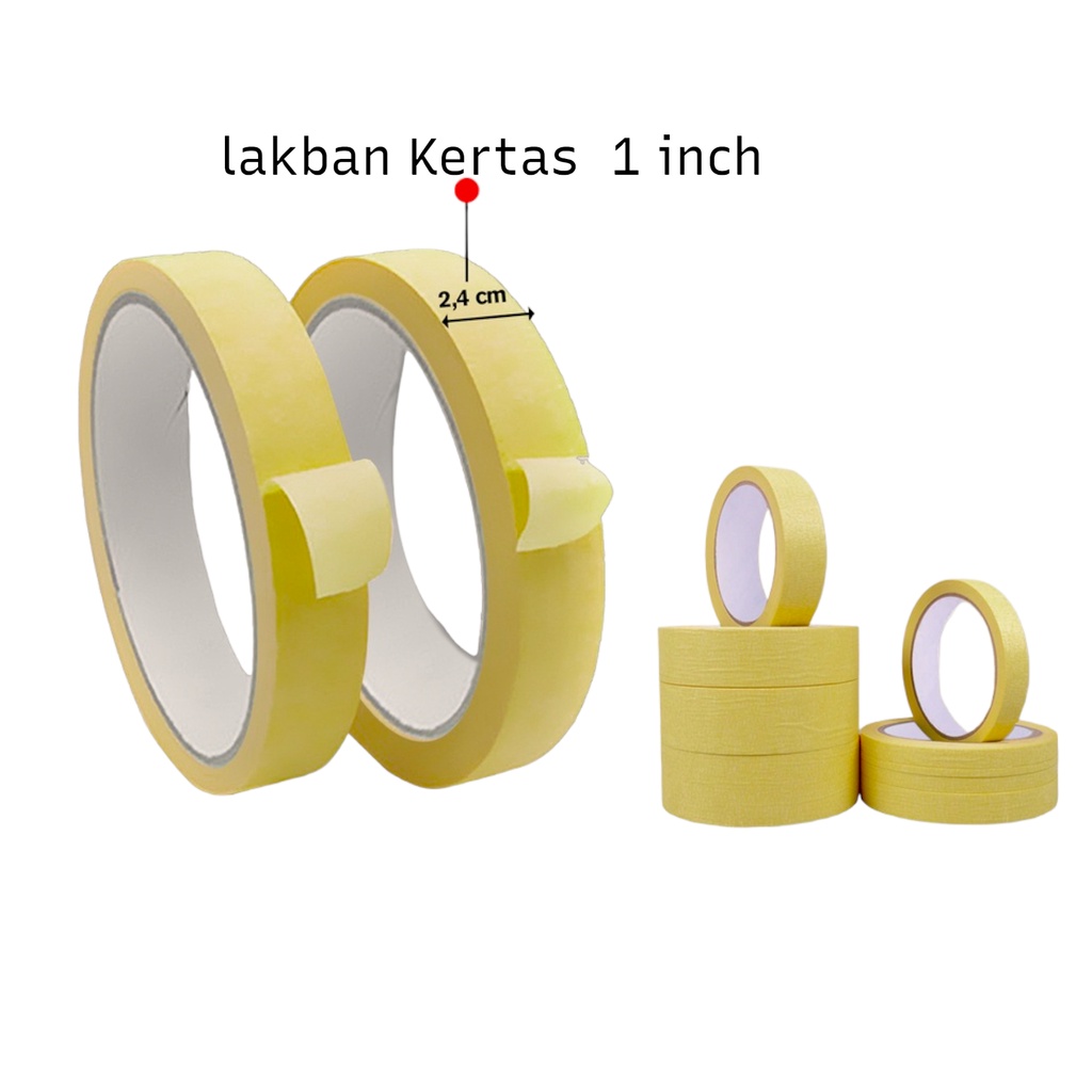Jual Lakban Kertas 1inch/ Masking Tape/Lakban kertas kuning Lebar 1" 1 ...