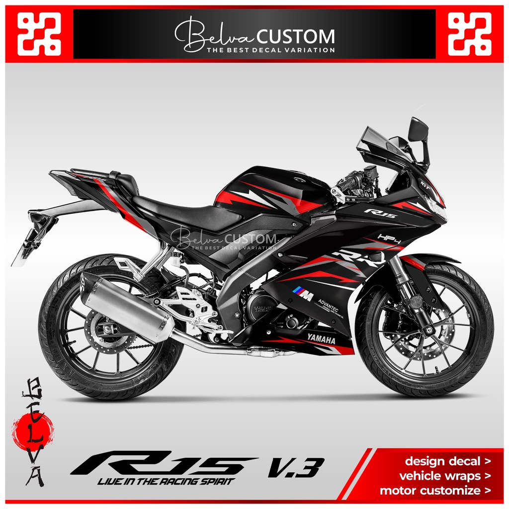 Jual Striping Yamaha R15 V3 Grafis Hp4 Black - Stiker Motor R15 V3 ...