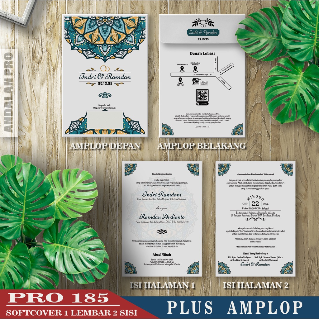 Jual 50 Desain Undangan Simpel Dengan Amplop A5 Bahan Jasmine,1 Lembar ...