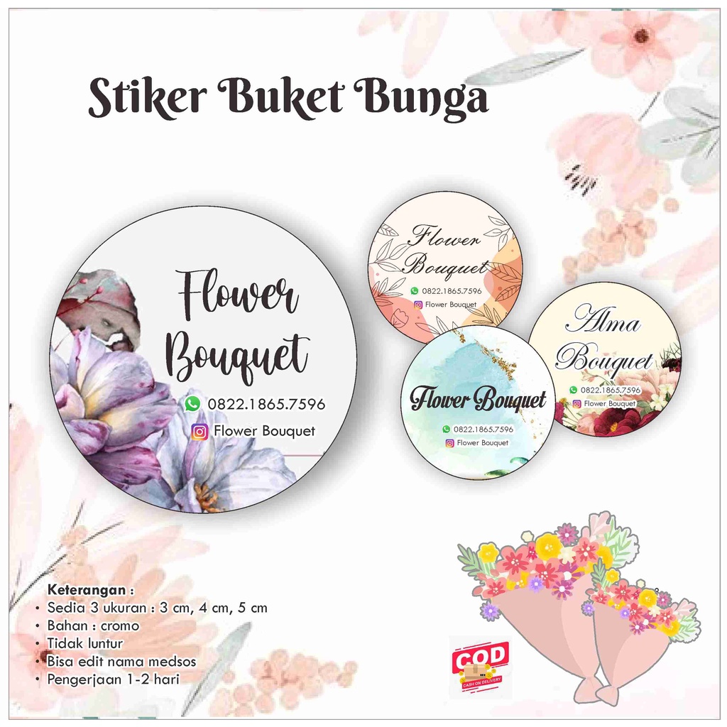 Jual Stiker Bunga Bulat Flower Buket Bouquet Bulat Cromo Shopee Indonesia