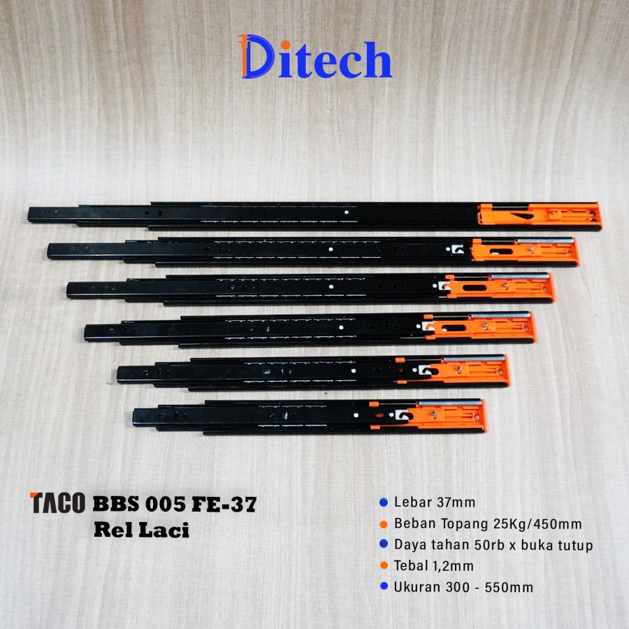 Jual Rel Laci TACO SLOW MOTION Double Track Lebar 37mm Full Extention ...