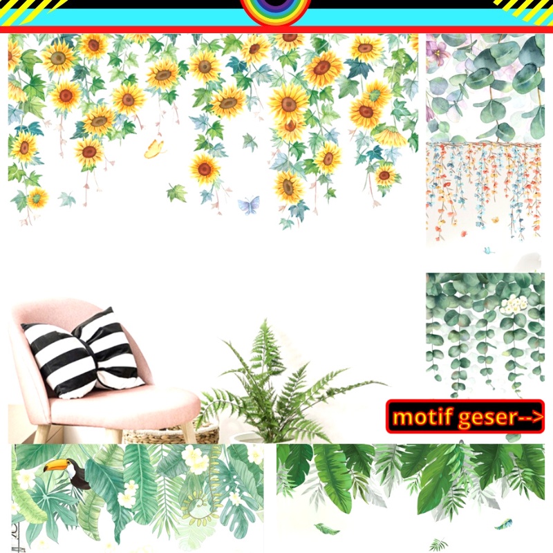 Jual WALL STIKER SETIKER STICKER DINDING SALUR SULUR DAUN POHON BUNGA MATAHARI KUNING WALLPAPER ...