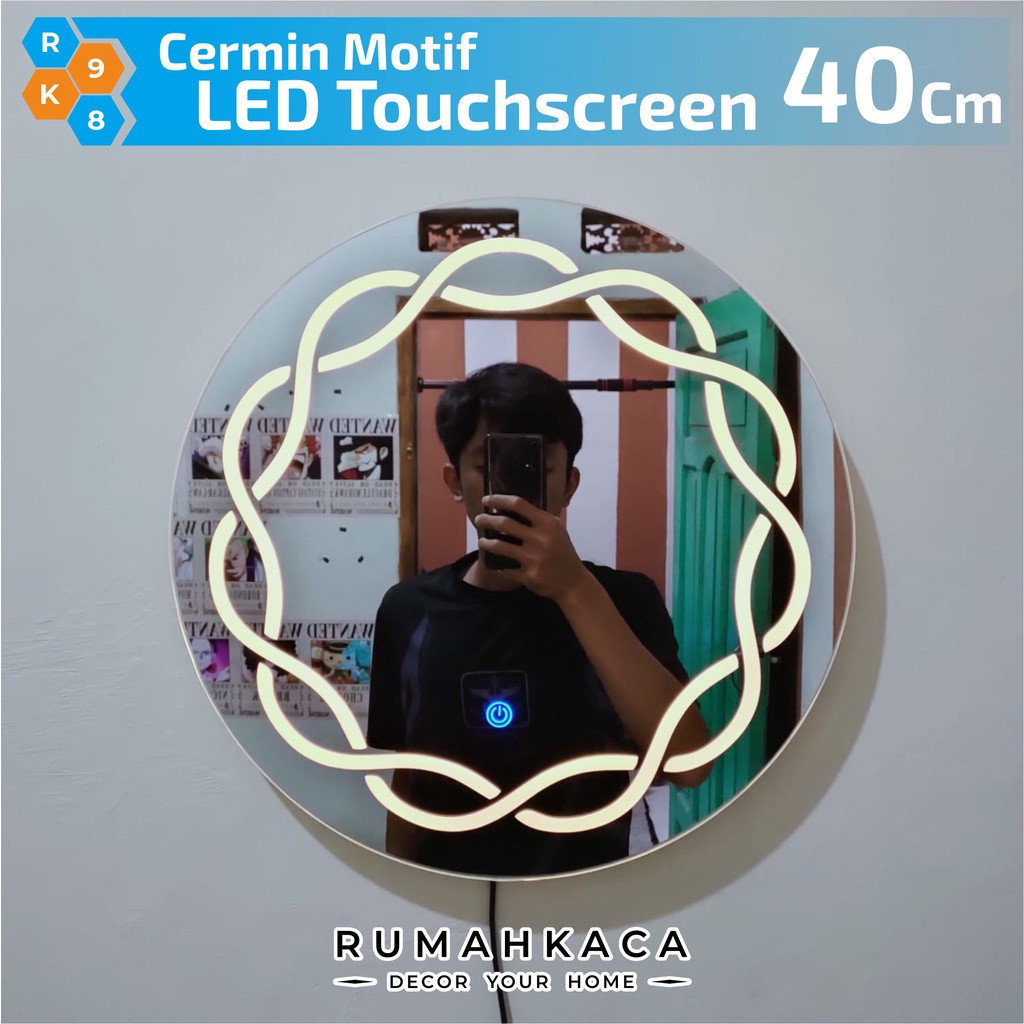 Jual Cermin Bulat Motif Aesthetic LED Touchscreen Diameter 40CM ...