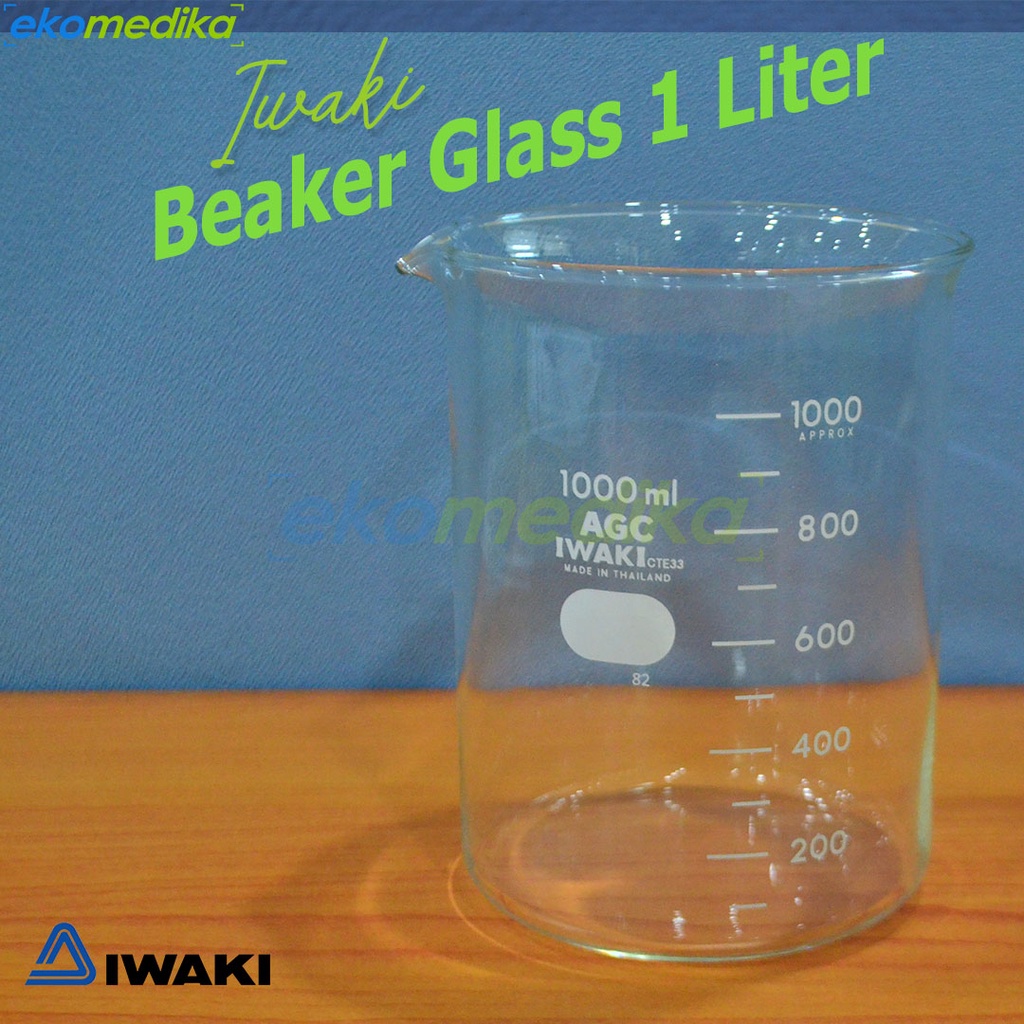 Jual IWAKI Beaker Glass Low Form 1000 ml / Gelas Kimia Kaca 1 Liter IWAKI | Shopee Indonesia