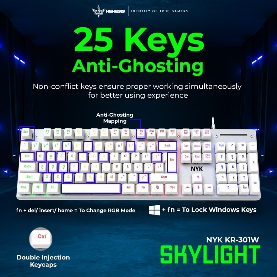 Jual NYK KR301 Underglow RGB Full Size Metal Plate Gaming Keyboard ...