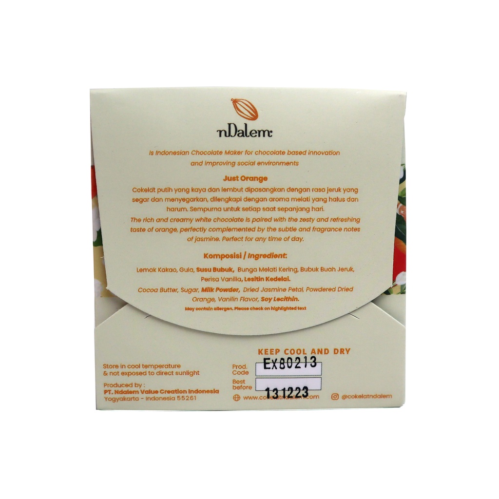 Jual Cokelat nDalem White Chocolate Orange Jasmine Flavor | Coklat ...
