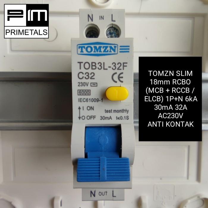 Jual Tomzn Slim 18Mm Rcbo Mcb + Rccb / Elcb 1P+N 6Ka 30Ma 32A Anti Kontak | Shopee Indonesia