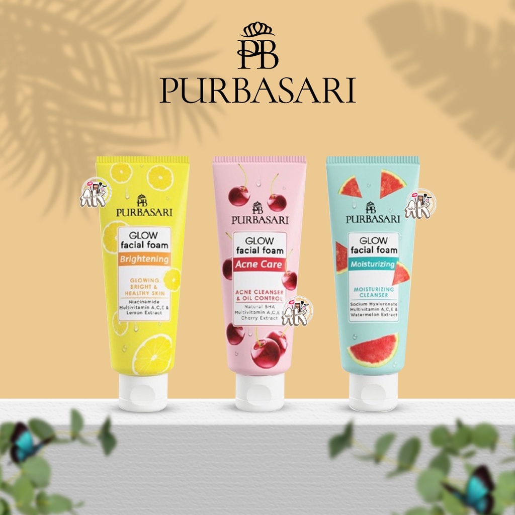 Jual PURBASARI GLOW FACIAL FOAM SERIES 100GR ( BRIGHTENING / ACNE CARE ...