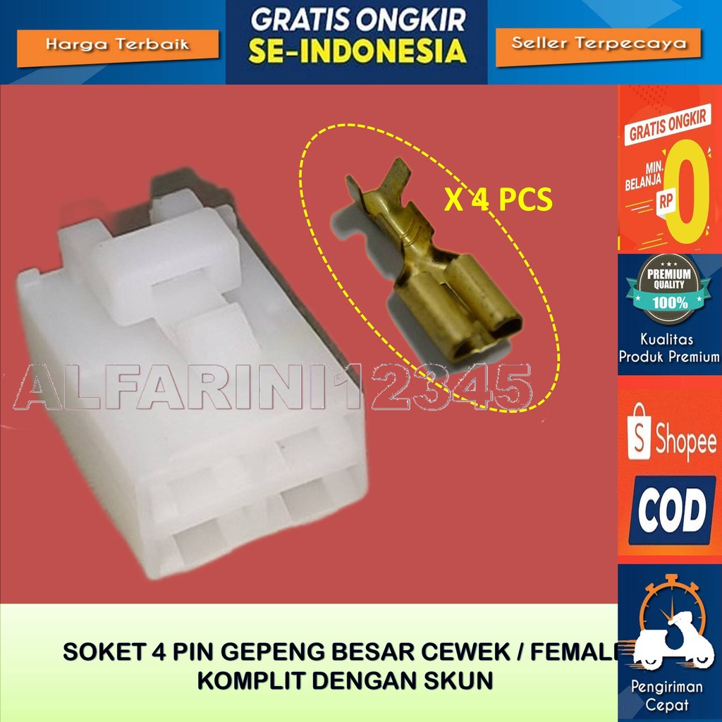 Jual Soket Kabel 4 Pin Besar Cewek Female Komplit Dengan Skun Bahan ...