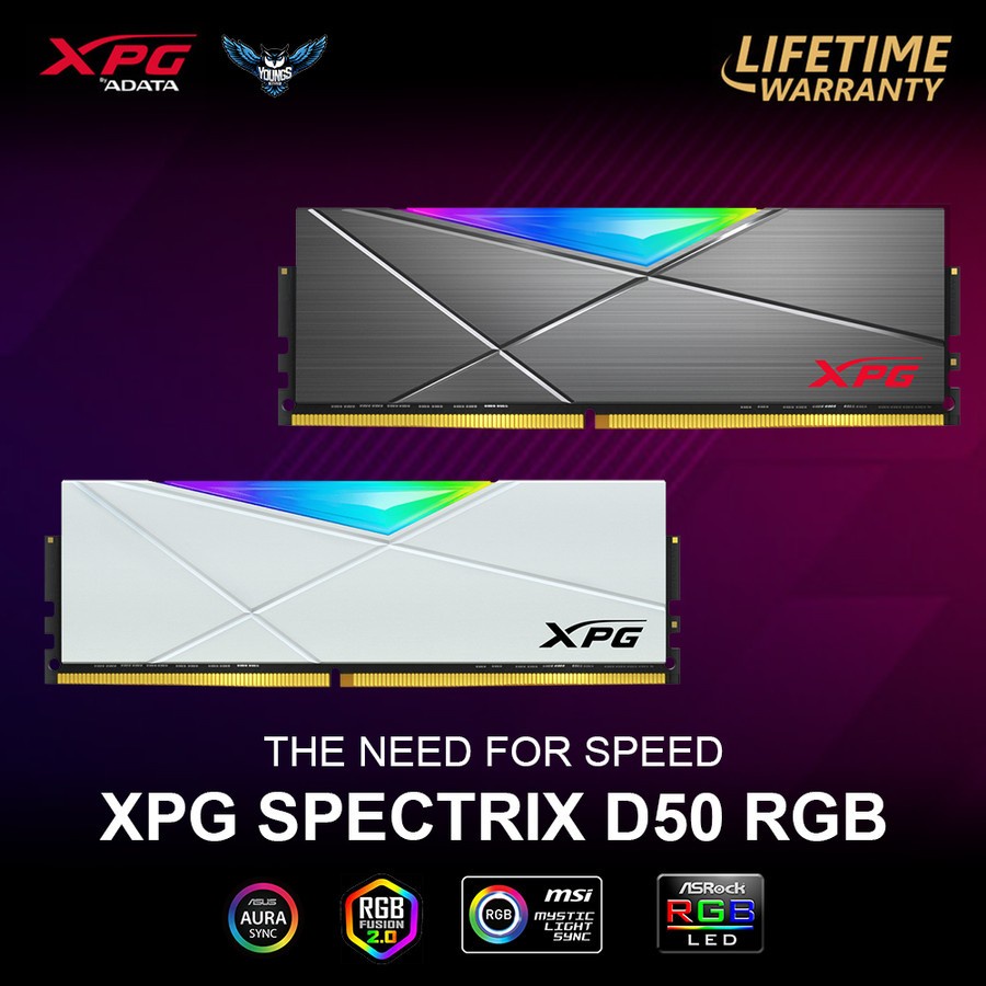 Jual RAM ADATA XPG SPECTRIX D50 RGB 16GB KIT 3600Mhz (2x8GB) DDR4 3600 ...