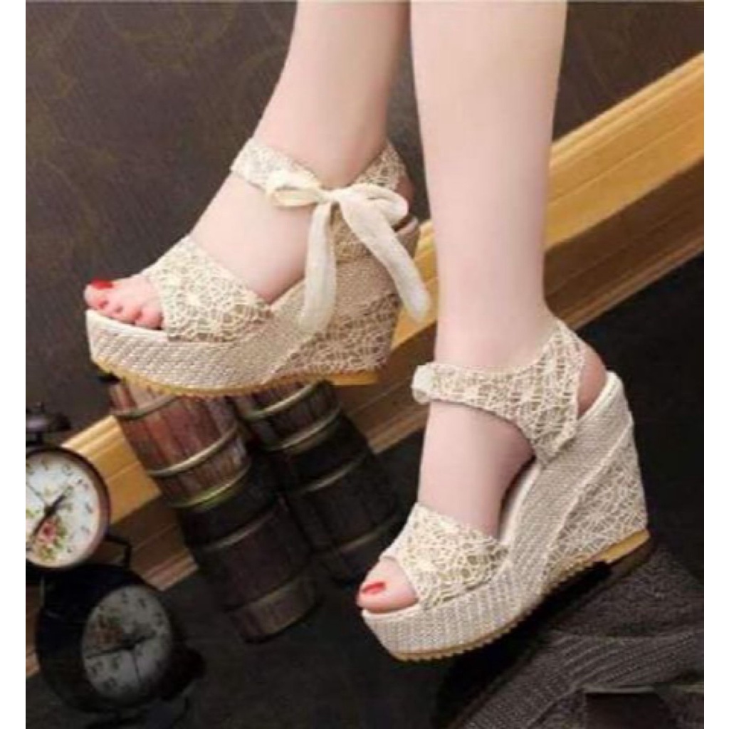 Jual Wedges Wanita Brukat Cantik Lucu Murah | Shopee Indonesia