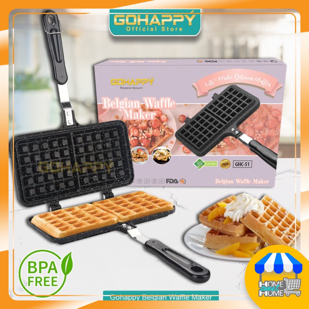 Jual GOHAPPY Cetakan Kue Waffle Wafel Croffle Maker Marble Anti Lengket ...