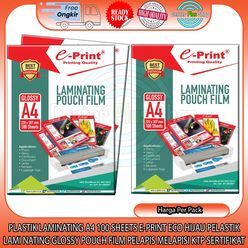 Jual PLASTIK LAMINATING A4 100 SHEETS E-PRINT ECO HIJAU PELASTIK LAMI ...