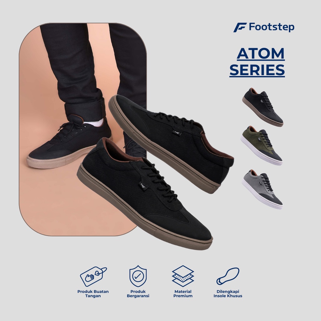 Jual Sepatu Sneakers Pria Footstep Footwear - Atom Black | Shopee Indonesia