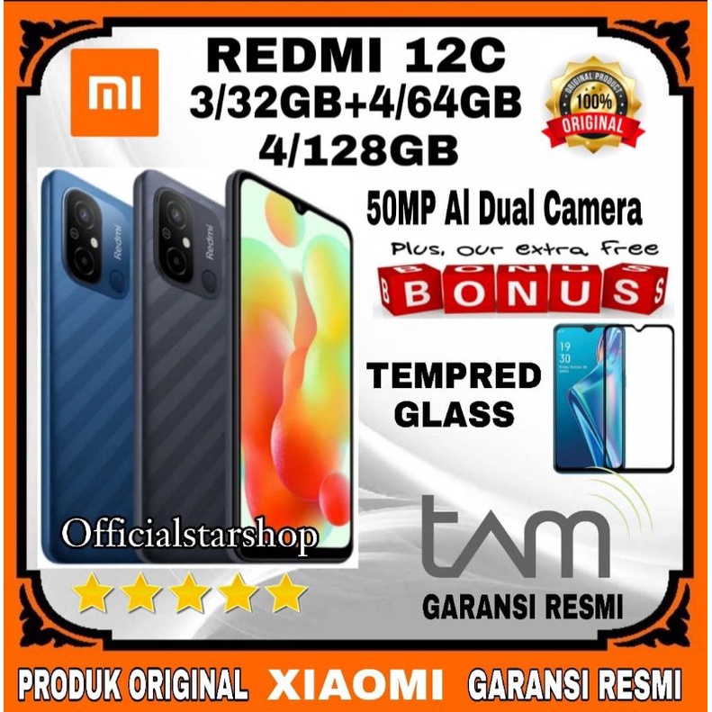 Jual XIAOMI REDMI 12C 4/128 GB |4/64 GB | 3/32GB GARANSI RESMI - REDMI ...