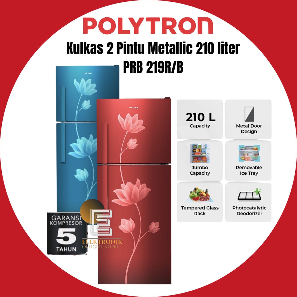 Jual POLYTRON KULKAS 2 PINTU PRB 219 R/B Beuaty Metal Door/PRB219B ...