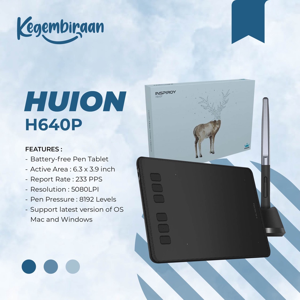 Jual HUION 640P Graphic Drawing Pen Tablet For OSU Game Pc Android ...