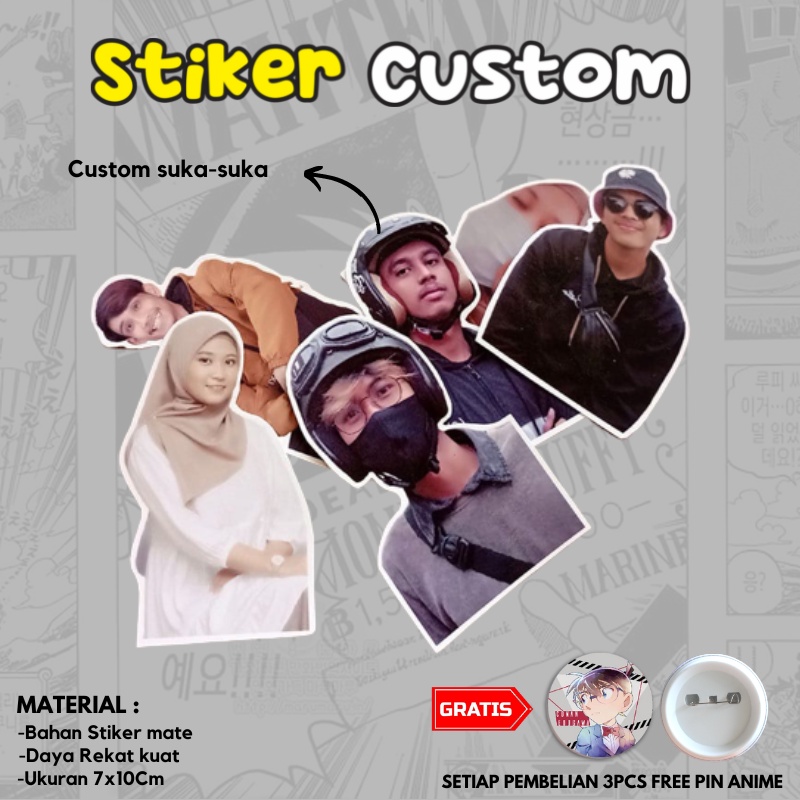 Jual [Bebas custom] Stiker Foto custom wajah gambar suka-suka - isi 8 ...