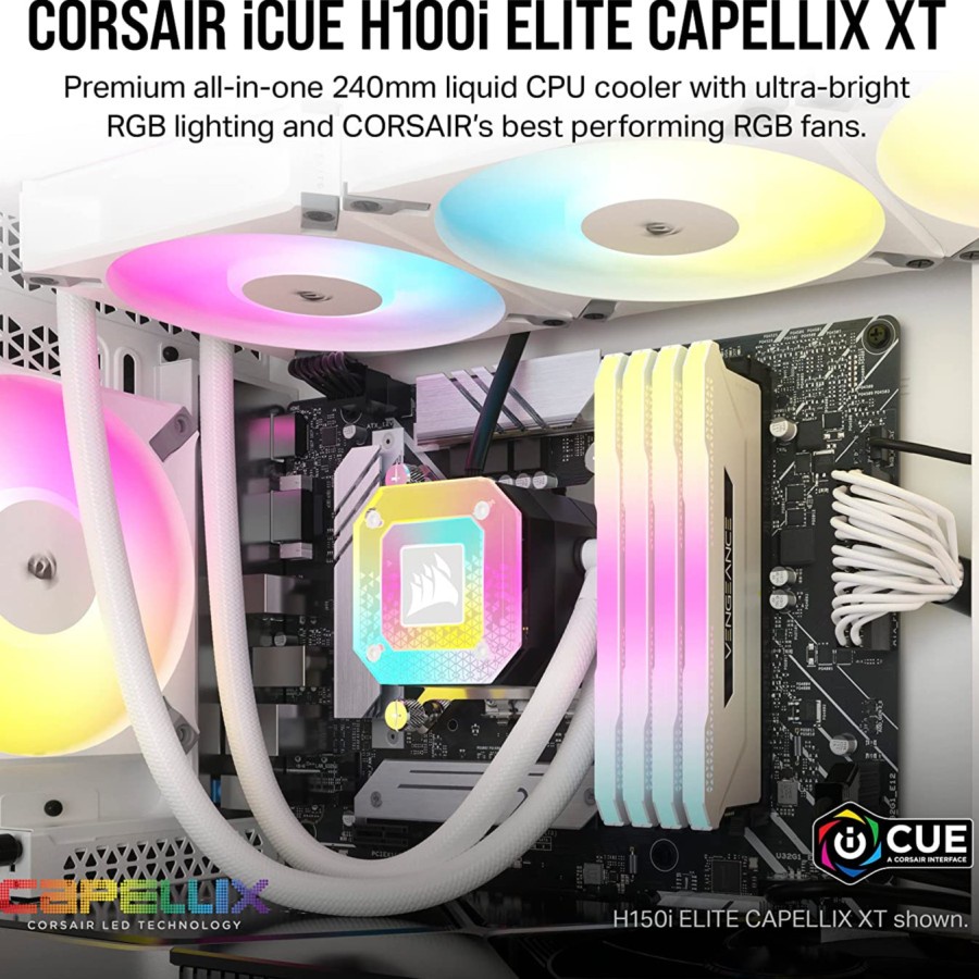Jual CORSAIR ICUE H100i ELITE CAPELLIX XT WHITE 240MM LIQUID AIO WATER ...