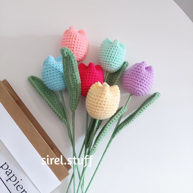 Jual Bunga rajut tulip crochet tulip satuan | Shopee Indonesia