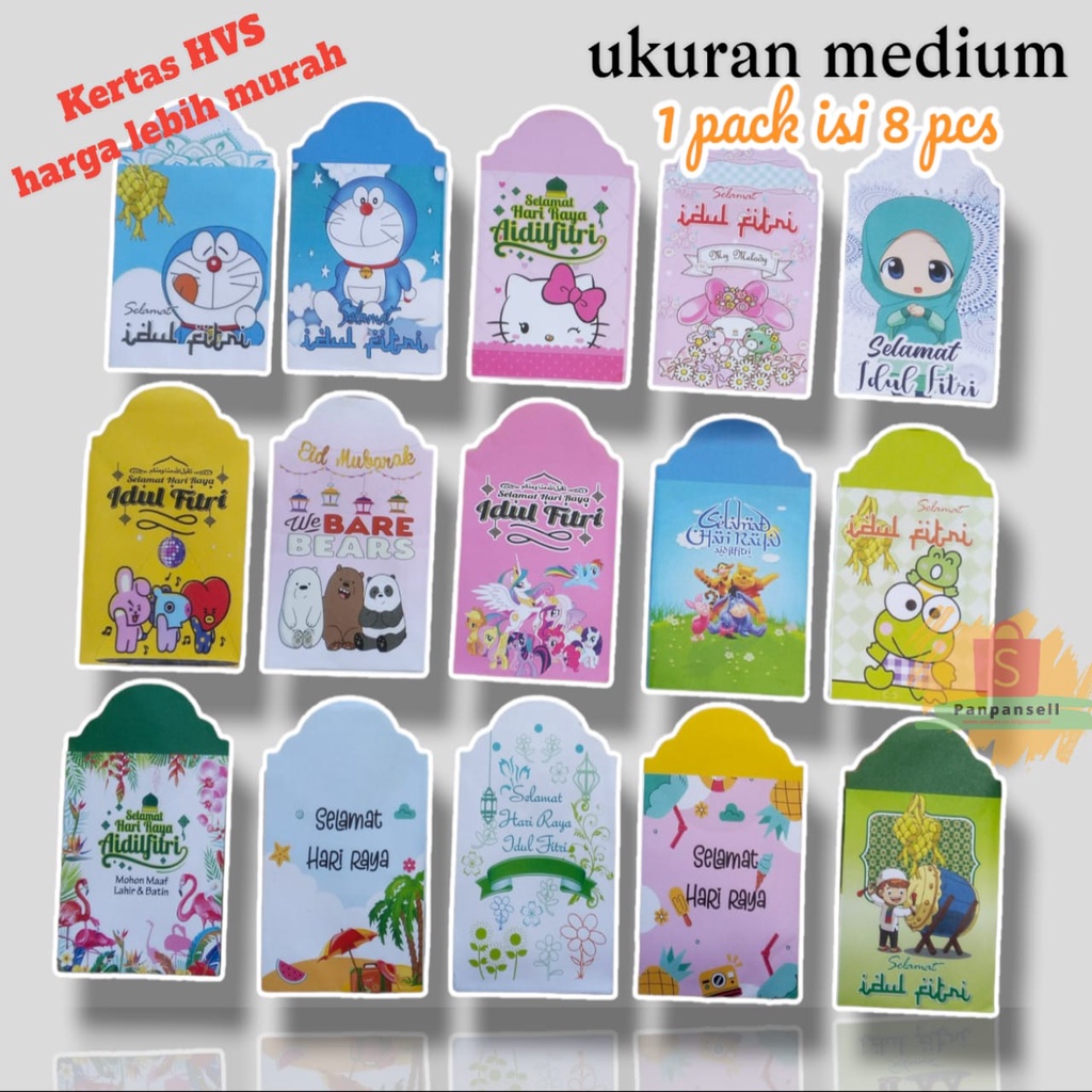 Jual [1 PACK] Amplop Lebaran Ukuran Medium Bahan HVS Tebal (Tidak Kilap) AMPLOP LEBARAN 2024 ...