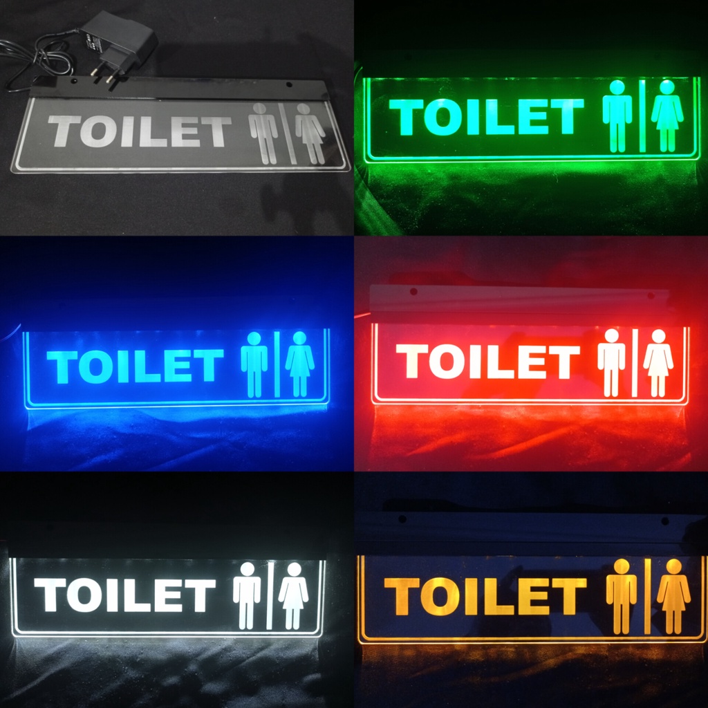 Jual AKRILIK GRAFIR LASER TULISAN TOILET NYALA LAMPU LED + ADAPTOR ...