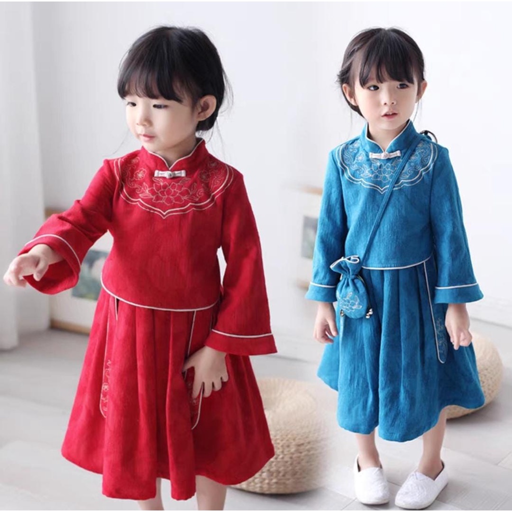 Jual AK1082 DRESS ANAK PEREMPUAN MODEL CHEONGSAM SHANGHAI USIA 2-10 ...