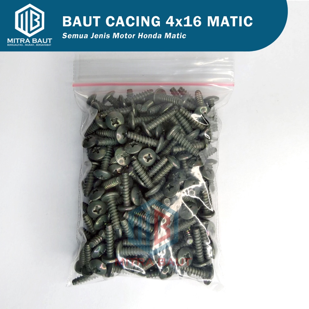 Jual 1 Pak Baut Cacing 4x16 / Baut Body Cover Honda Matic / Baut Body ...