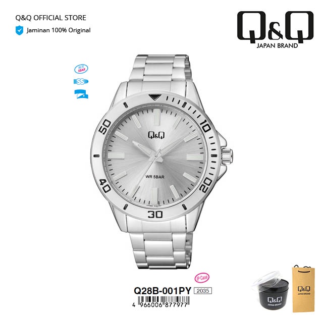 Jual Q&Q QnQ QQ Jam Tangan Arloji Pria Fashion Analog Stainless Steel Rantai - Q28 Q28B Water ...