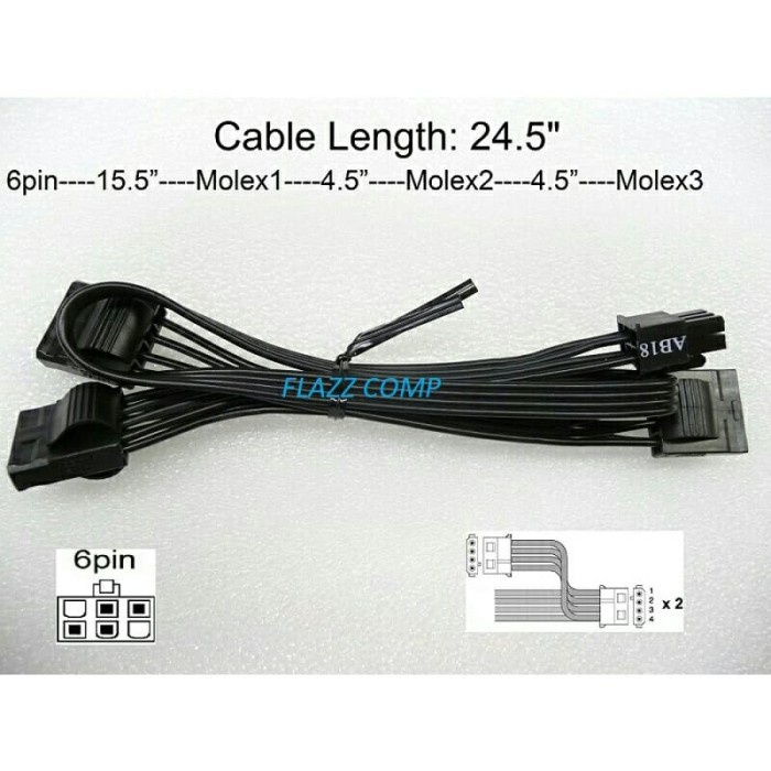 Jual Kabel Modular Molex Seasonic Original To Psu 6Pin | Shopee Indonesia
