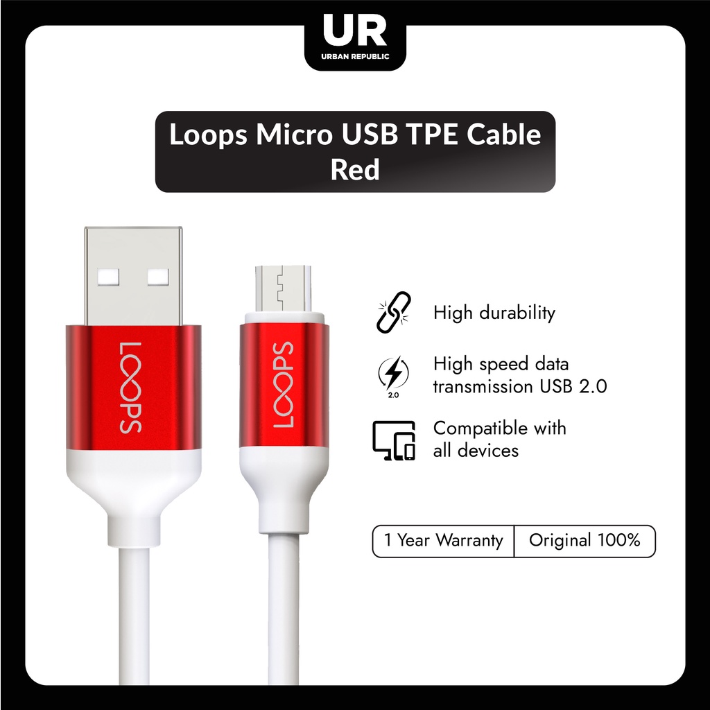 Jual Loops Micro USB TPE Cable - Red | Shopee Indonesia